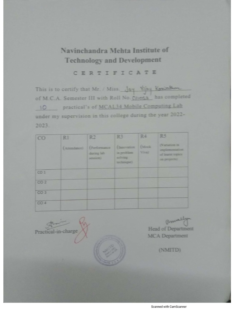 C21053 Jay Vijay Karwatkar Mobile Computing Journal | PDF | Android (Operating System) | Mobile App