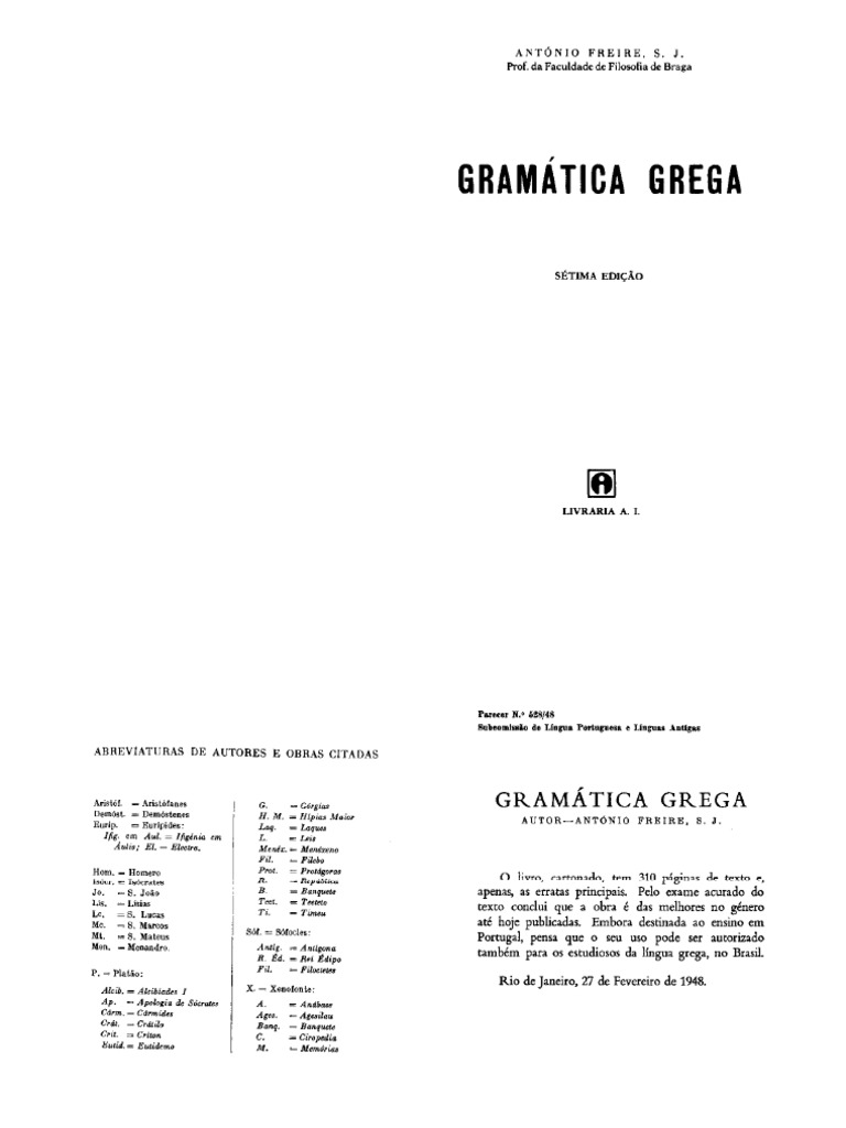 Gramatica Grega Antonio Freire | PDF
