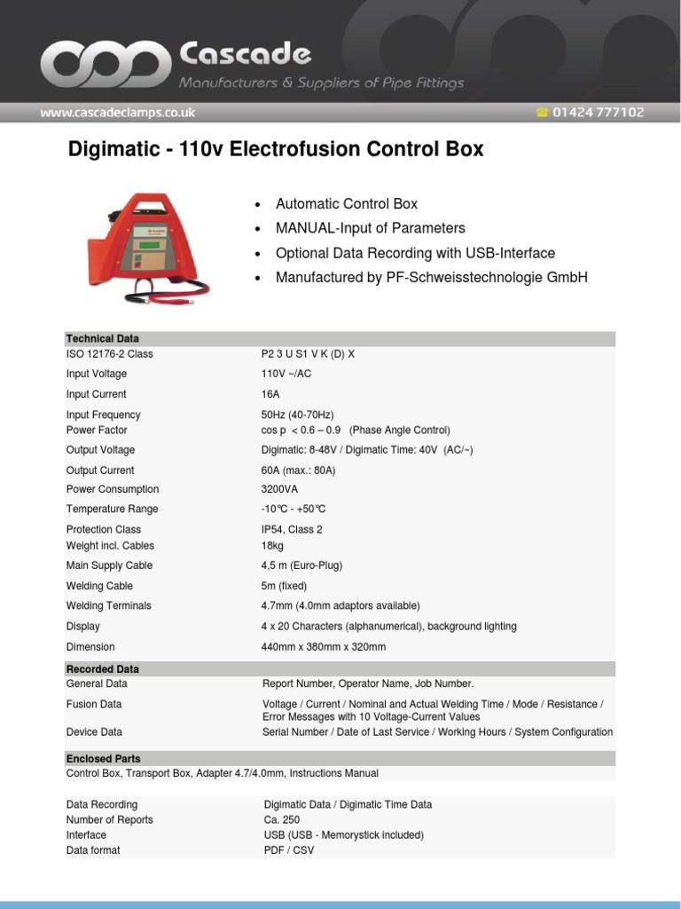 Digimatic 110V Electrofusion Control Box | PDF | Computers