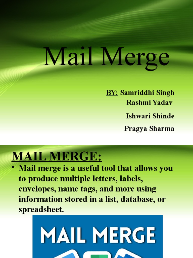 Mail Merge | PDF | Mail | Microsoft Excel