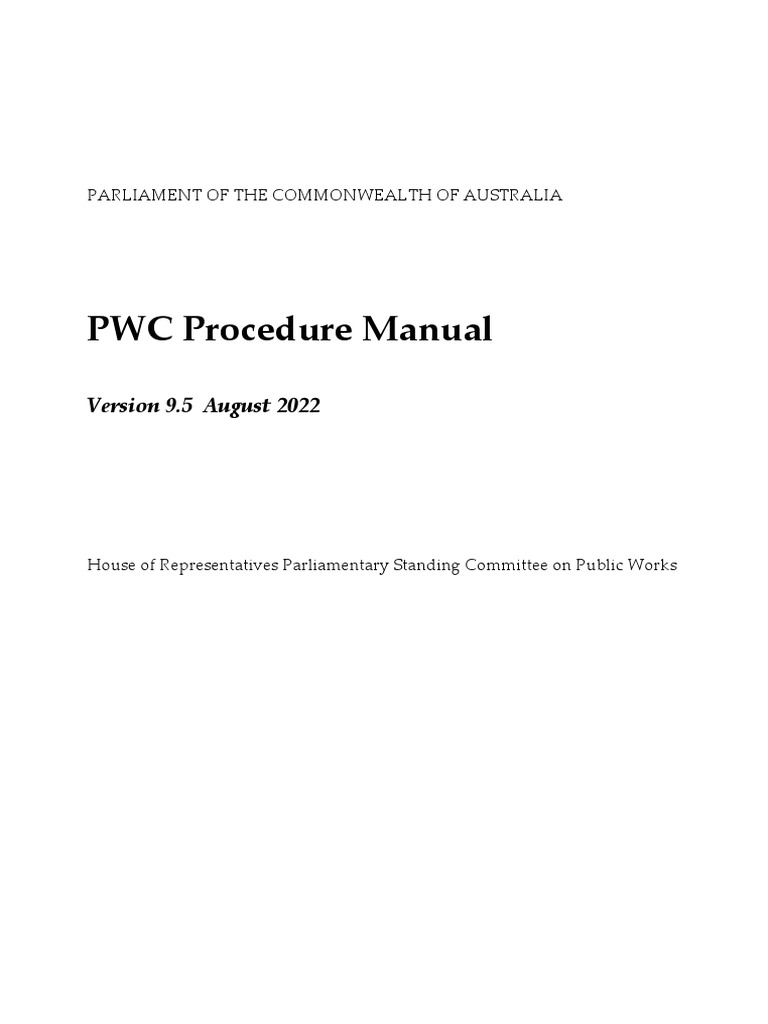 PWC Procedure Manual Edition 9-3 | PDF | Committee | Procurement