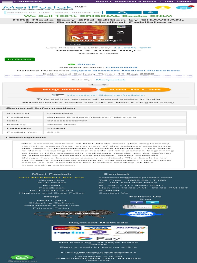 Mri Made Easy 2nd Edition, Chavhan, 9789350902707 | PDF