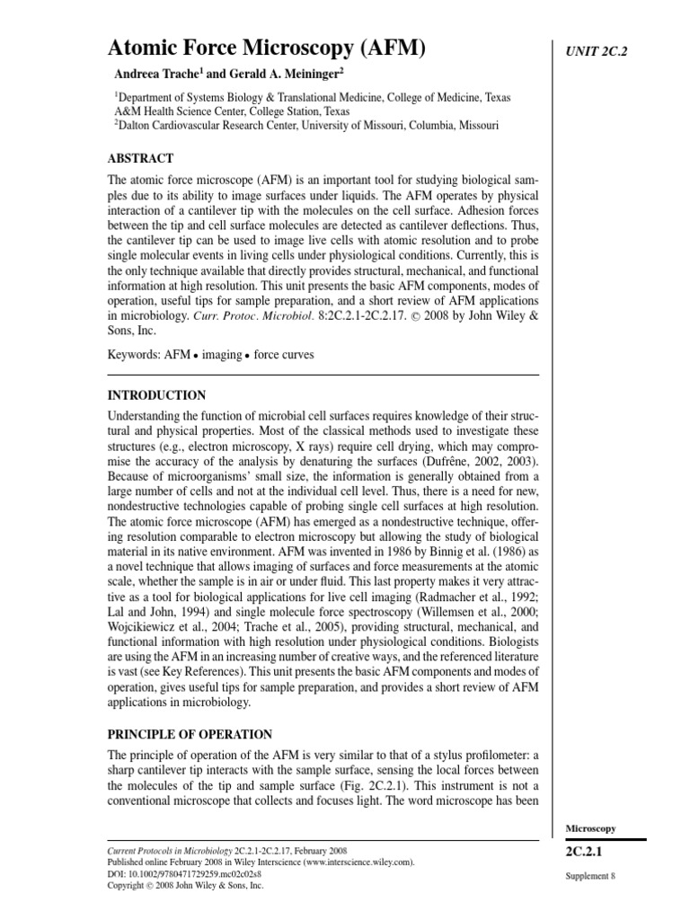AFM en General | PDF | Atomic Force Microscopy | Applied And ...