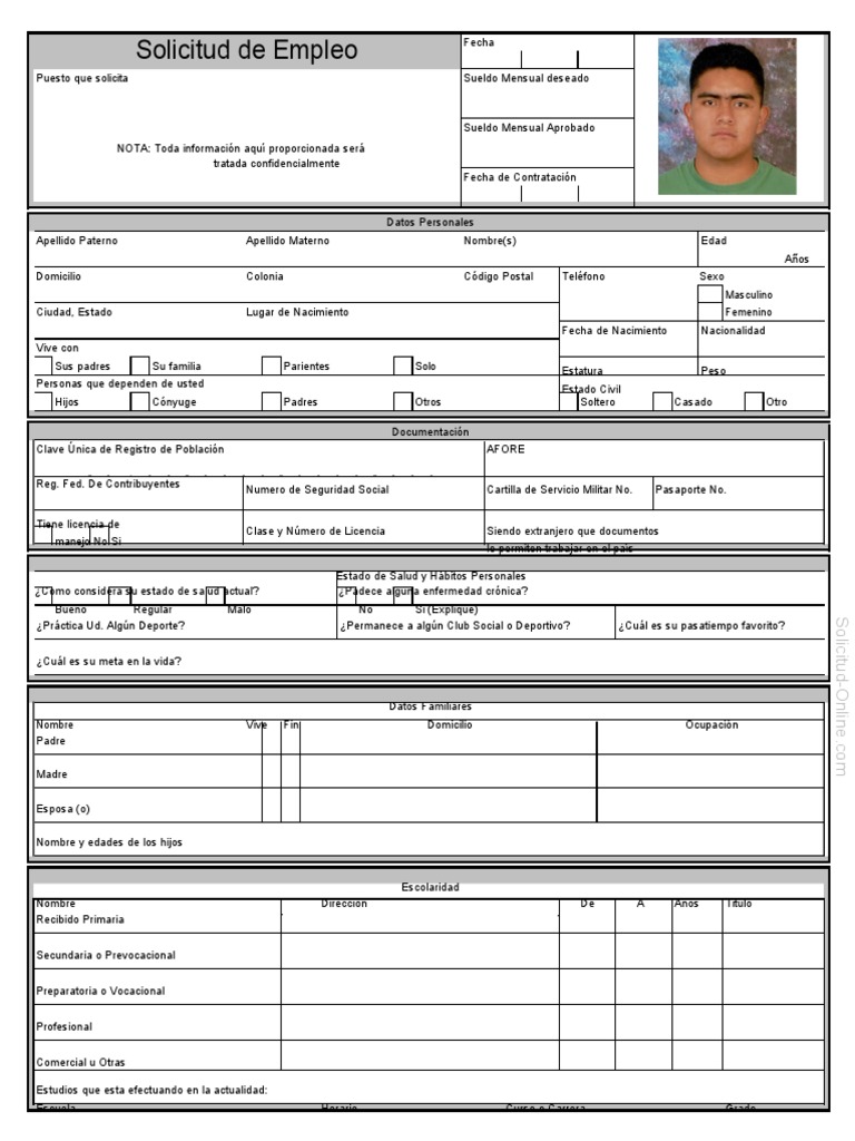 Solicitud de Empleo PDF | PDF