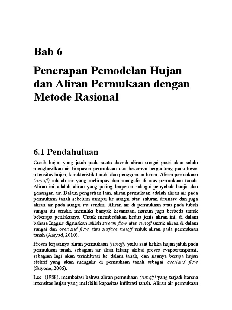 Bab 6 Penerapan Pemodelan Hujan Dan Aliran Permukaan Dengan Metode ...