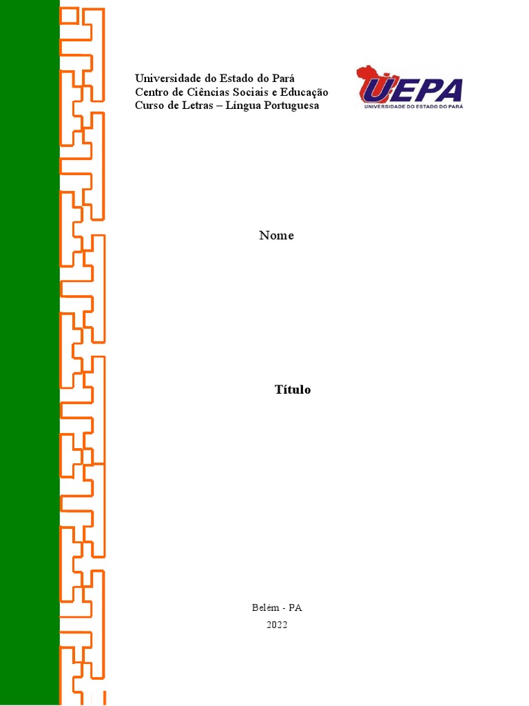 Capa para Trabalho de Língua Portuguesa | PDF