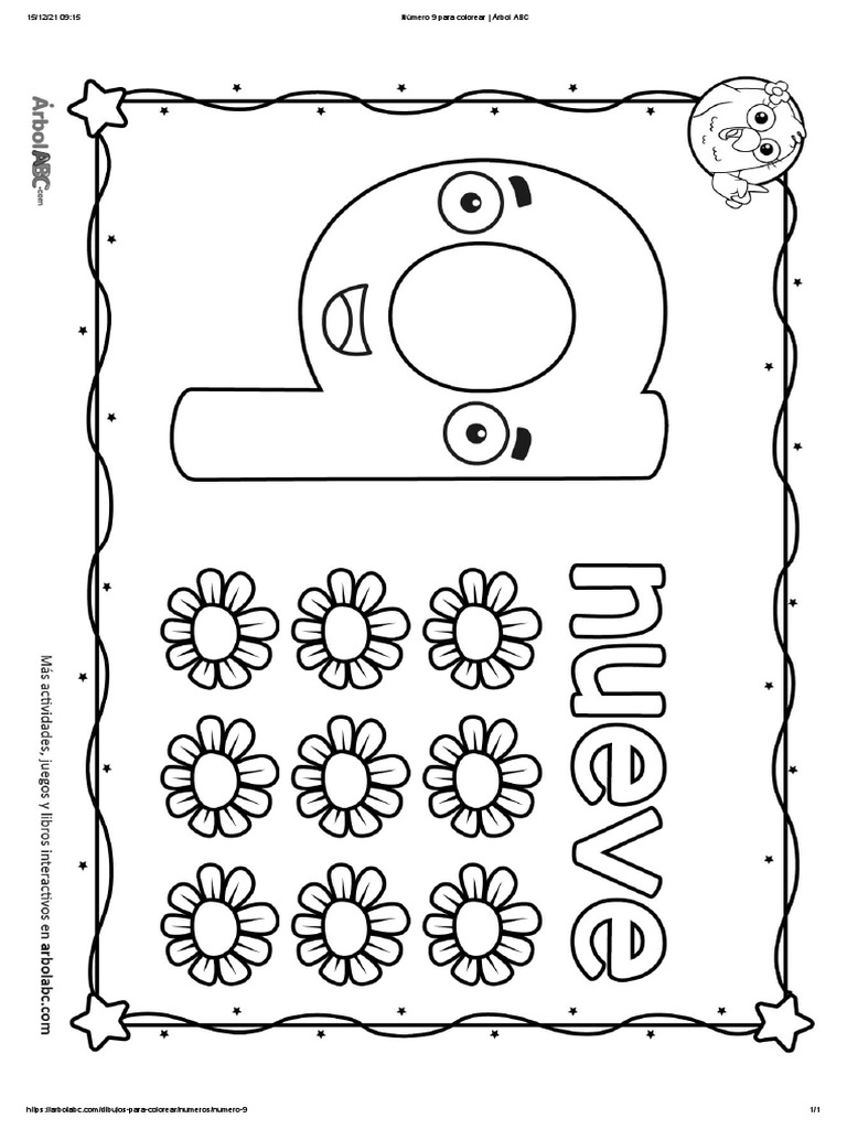 Número 9 para Colorear - Árbol ABC | PDF