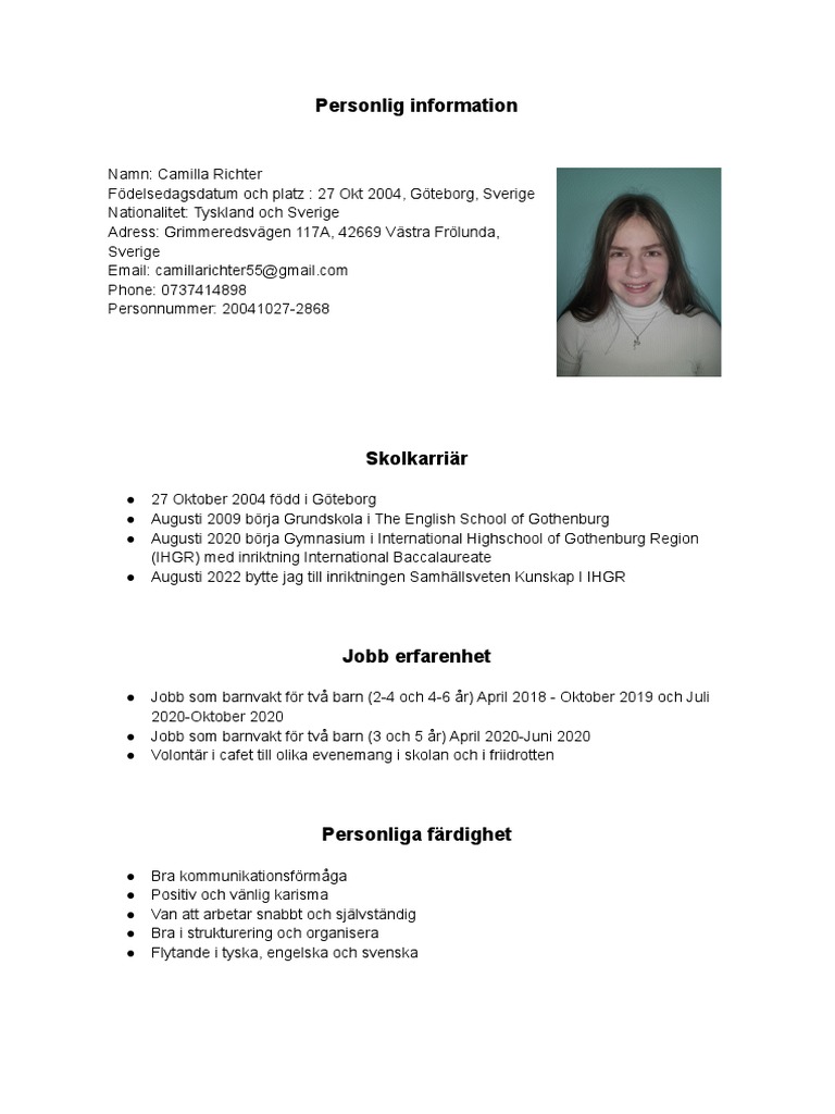 Personlig Information | PDF