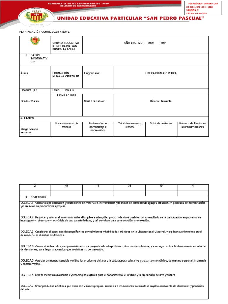 Pca Inicial Egb Eca Año Lectivo 2021-2022 | PDF | Las emociones | Maestros