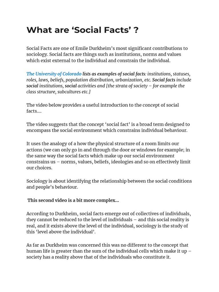 What Are Social Facts' - en | PDF | Émile Durkheim | Sociology