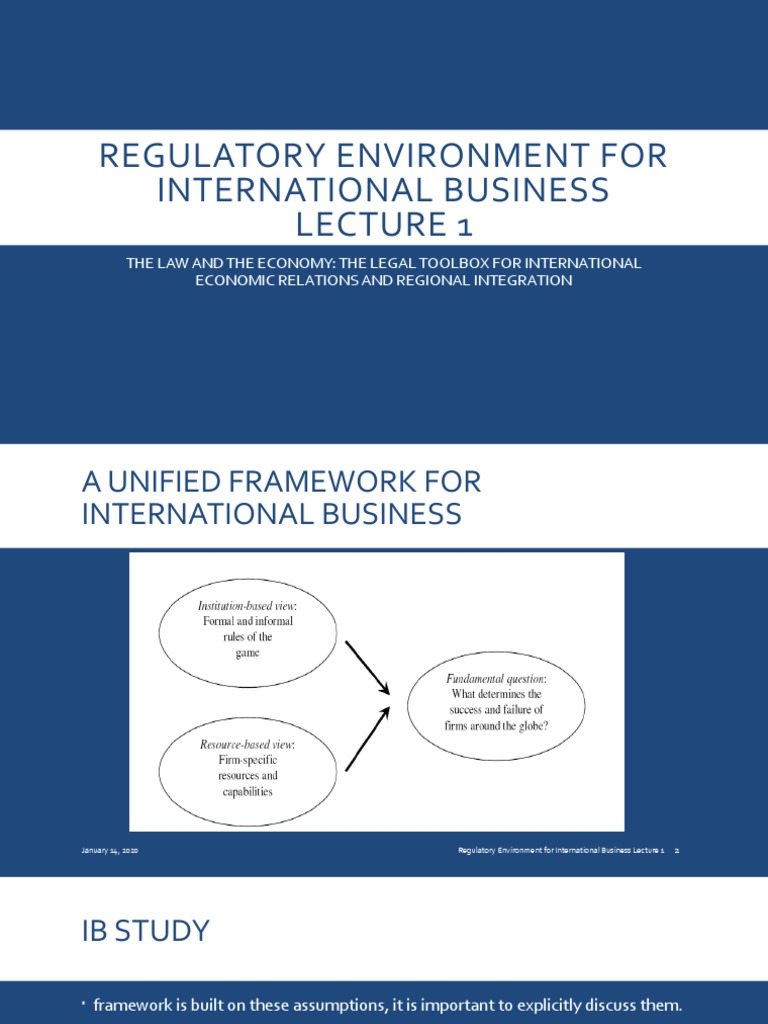 Regulatory Environment For International Business Lecture 1 | PDF | Market (Economics) | Regulation