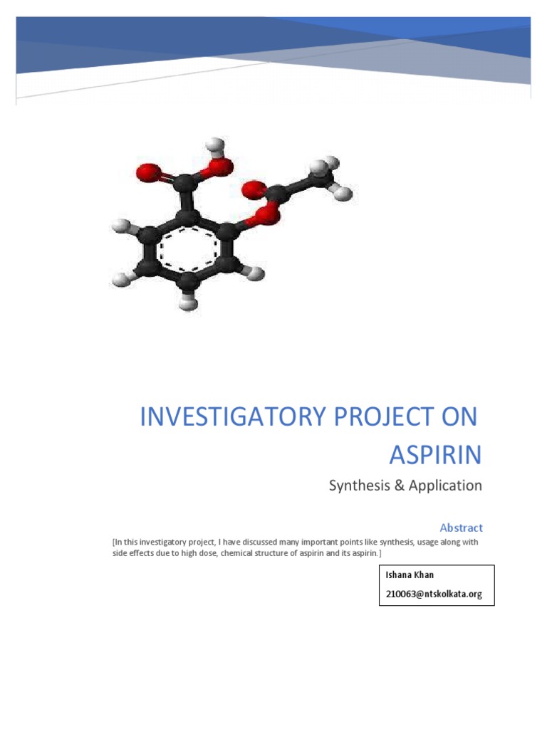Chemistry Project Final 1 | PDF | Aspirin | Clinical Medicine