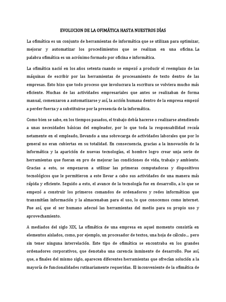 Evolucion de La Ofimática Hasta Nuestros Días | PDF | Informática ...