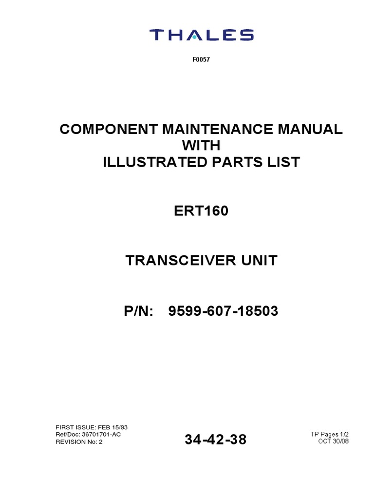 Component Maintenance Manual - Ert160 (Pn 9599-607-18503) (Bản Copy, Có ...