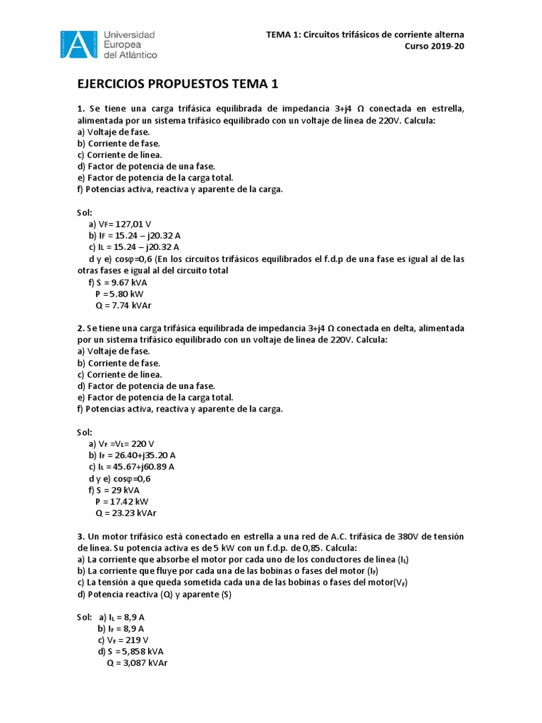 Ejercicios Propuestos Tema 1 | PDF | Energia electrica | Corriente eléctrica