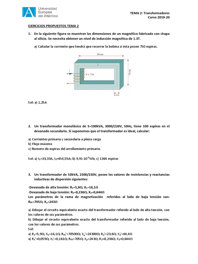 Ejercicios Propuestos Tema 2 | PDF | Transformador | Inductor