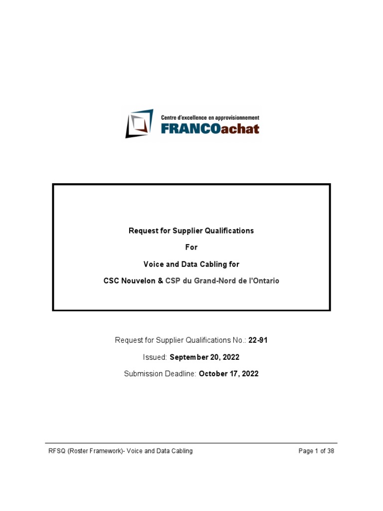 RFSQ for Voice and Data Cabling | PDF