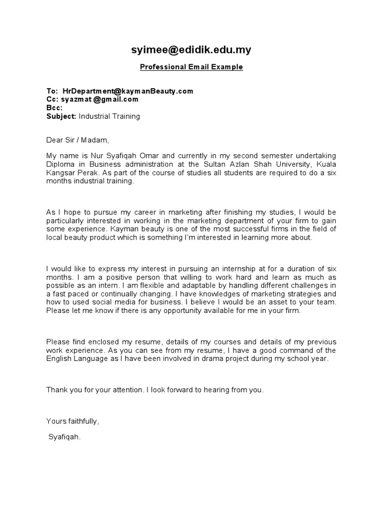 Professional Email Example | PDF