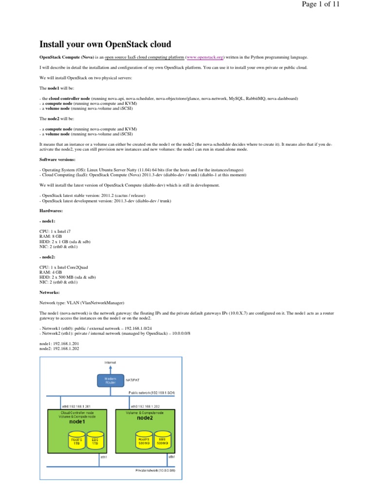 Install Your Own OpenStack Cloud | Download Free PDF | Open Stack | Gateway (Telecommunications)