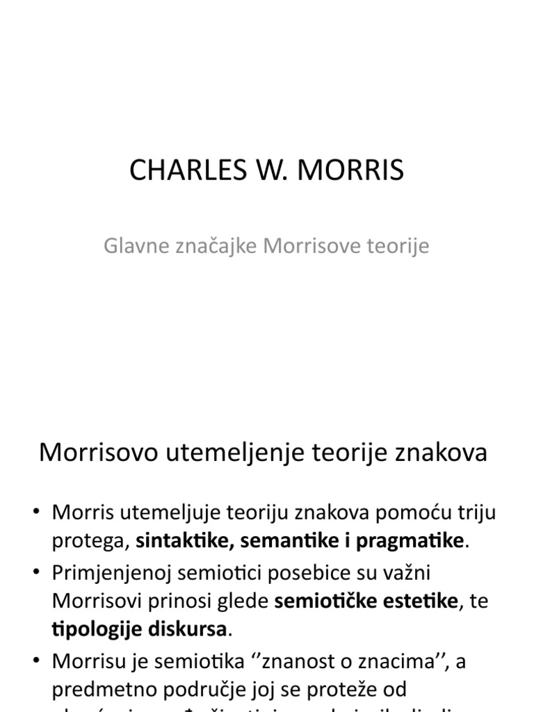 CHARLES W. Morris e Kolegij | PDF