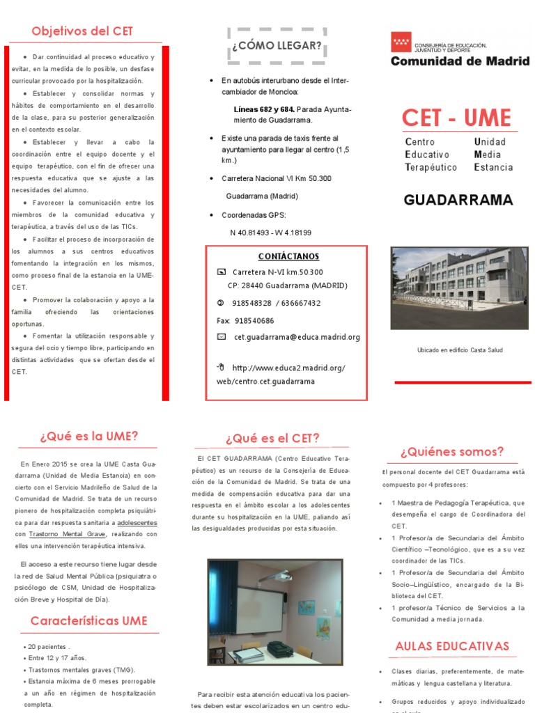 Triptico CET Guadarrama | PDF | Hospital | Maestros