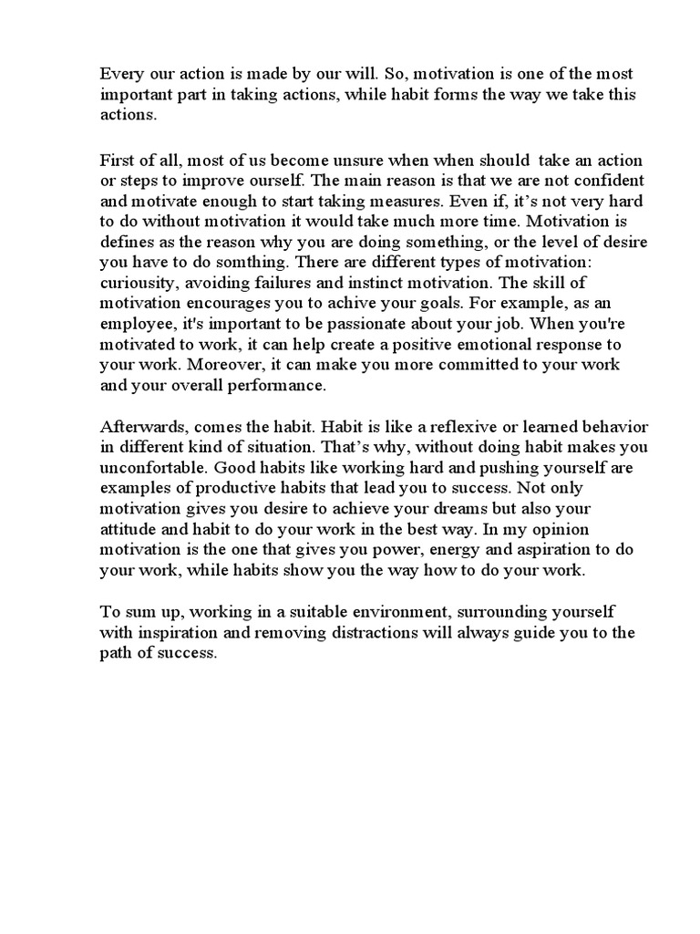 The Role of Motivation and Habits in Success | PDF | Self-Improvement