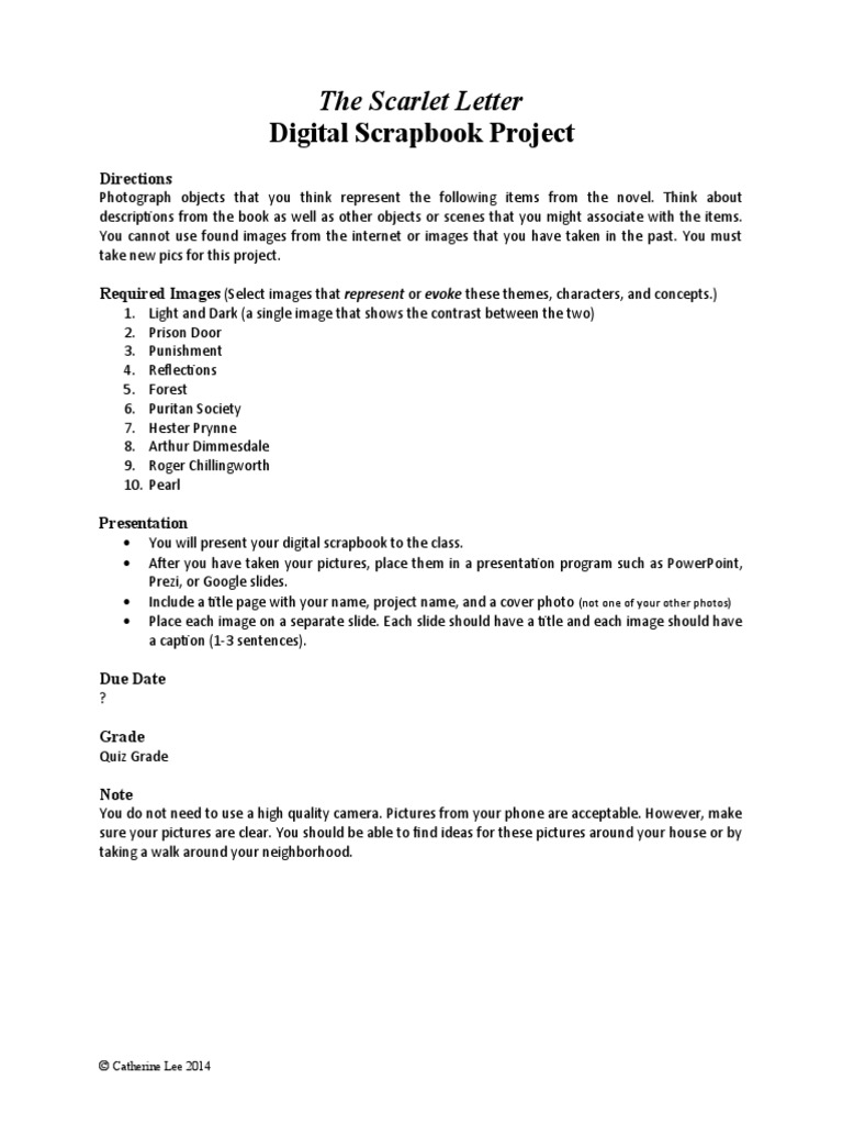 Digital Scrapbook Project: The Scarlet Letter | PDF | The Scarlet ...