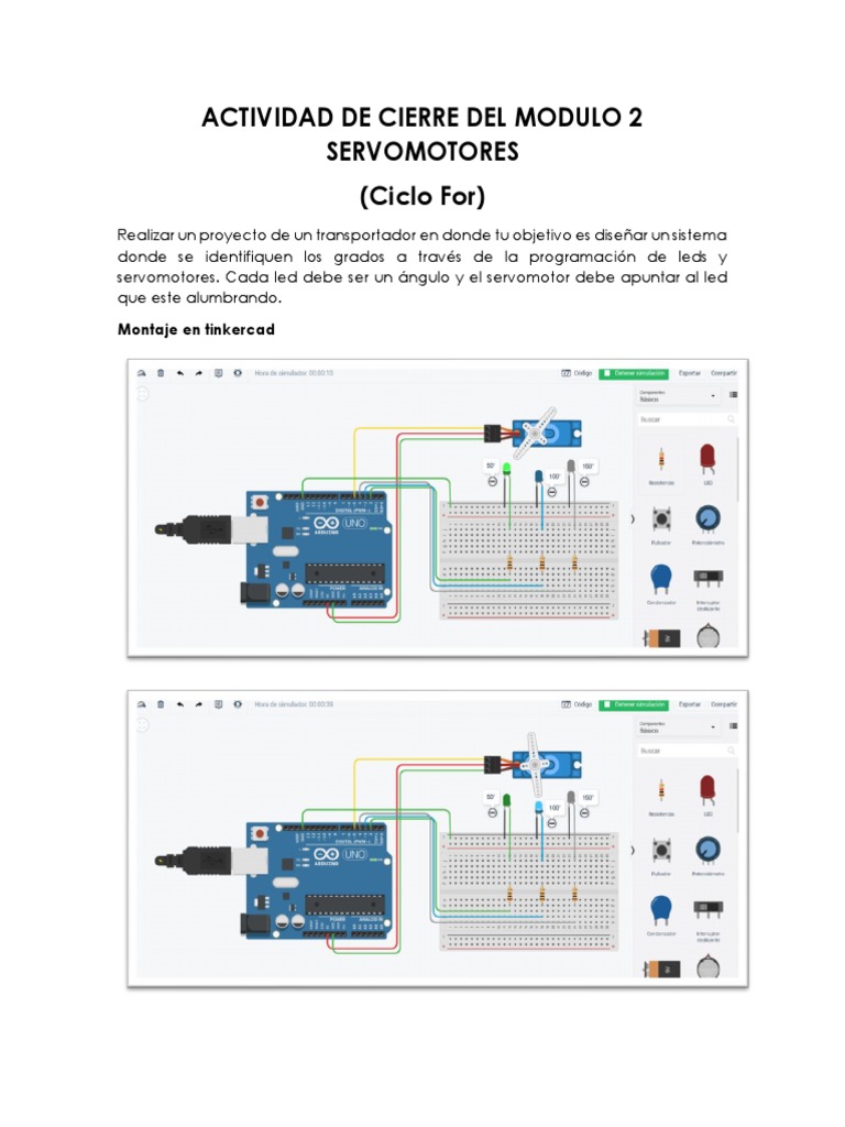Actividad de Cierre Del Modulo 2 Servomotores - Ciclo For | PDF