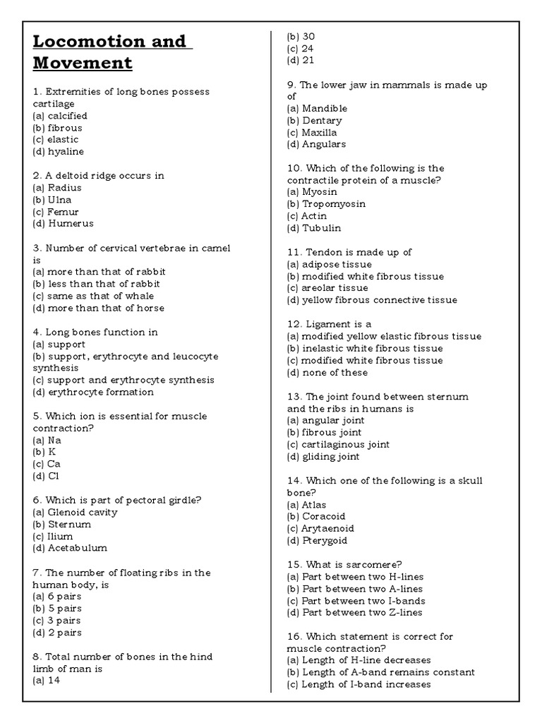 Locomotion and Movement | PDF | Muscle Contraction | Skeletal Muscle