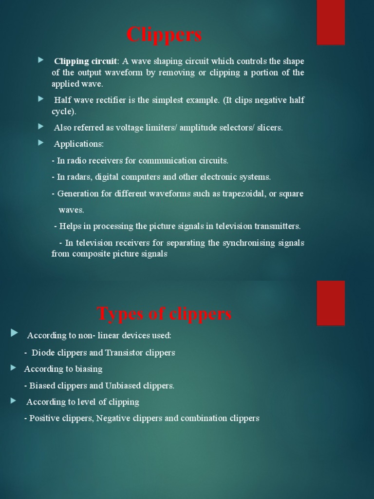 Clipper and Clamper Circuits PPT 2 | PDF | Electrical Components ... Clipper and Clamper Circuits PPT 2 | PDF | Electrical Components ...