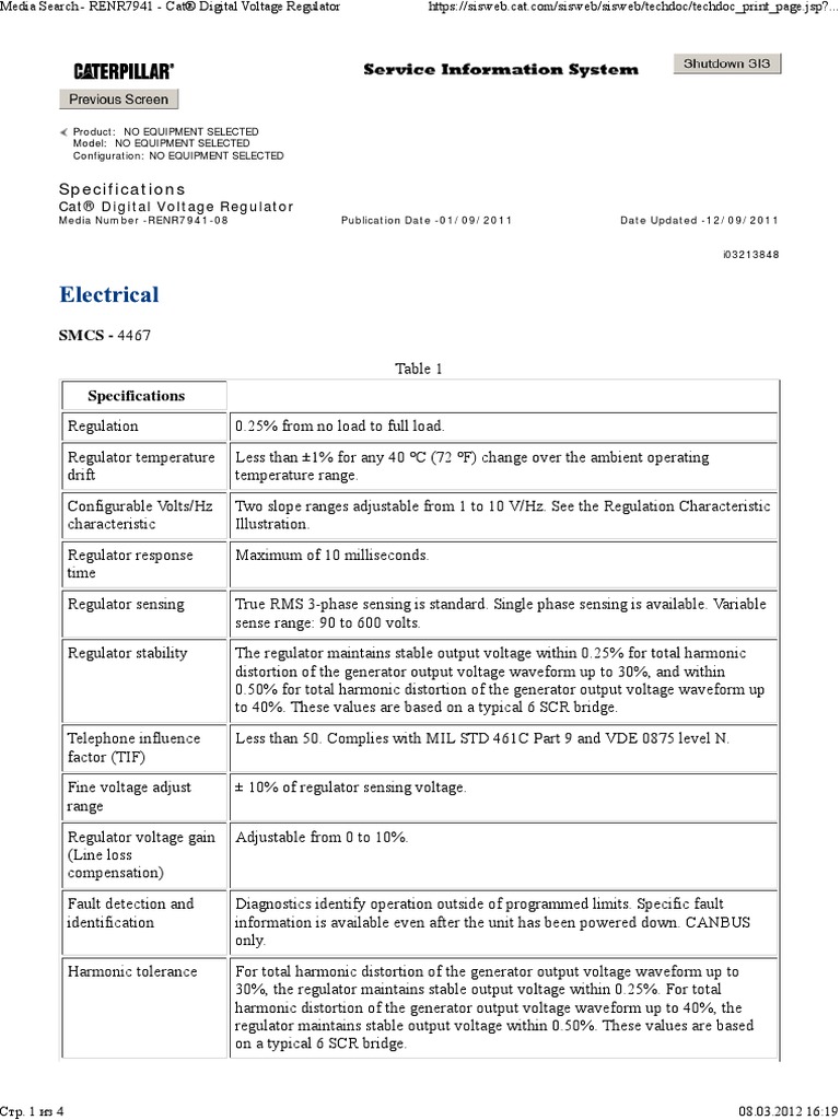 RENR7941 - CDVR Specification | PDF | Volt | Power Supply