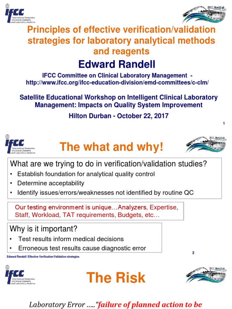 Ifcc CCLM Satellite Educational Workshop Ed Randell Validation and ...
