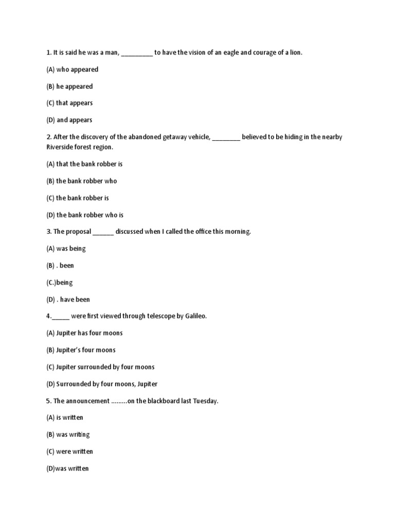 English Grammar Multiple Choice Quiz | PDF