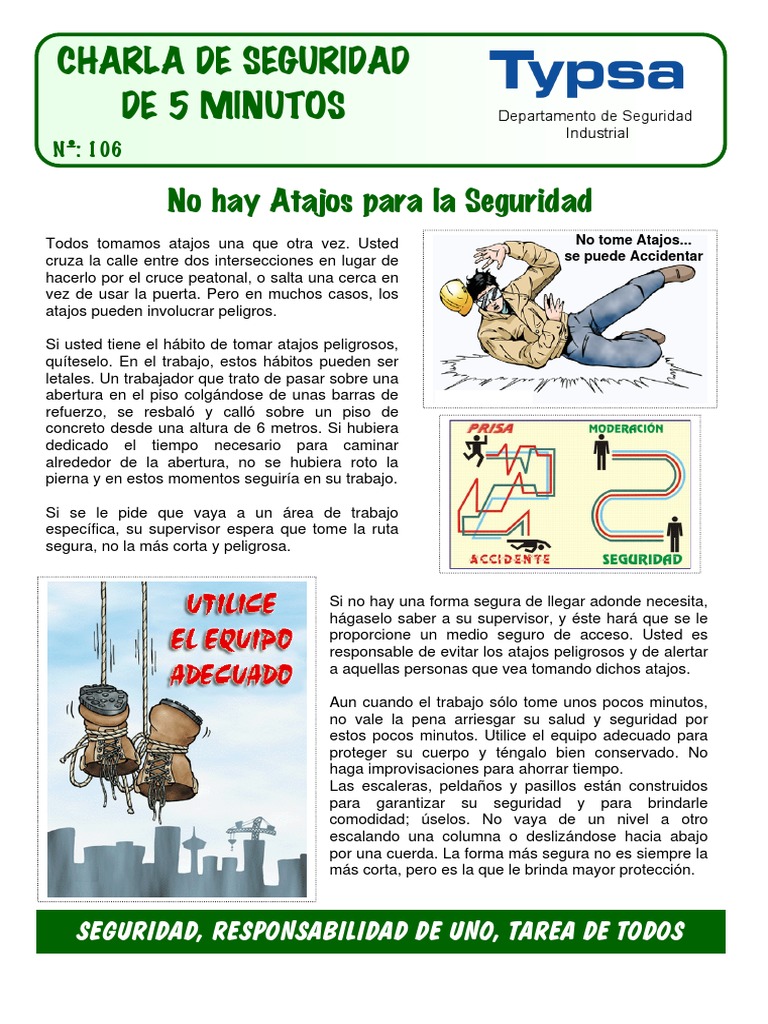 Charla de Seguridad de 5 Minutos No Hay | PDF