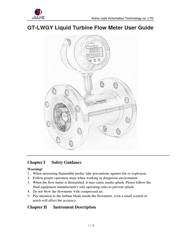 GT-LWGY Liquid Turbine Flow Meter User Guide: Chapter I Safety Guidance ...