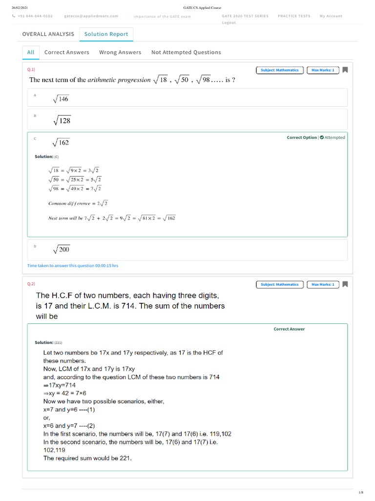 Practice Test-1 Aptitude - Number System, LCM & HCF and Ratio ...