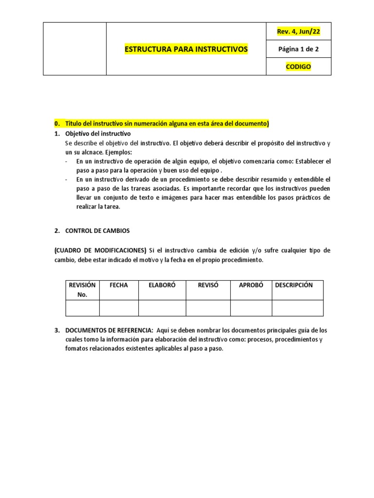 Estructura Documental para Instructivos | PDF
