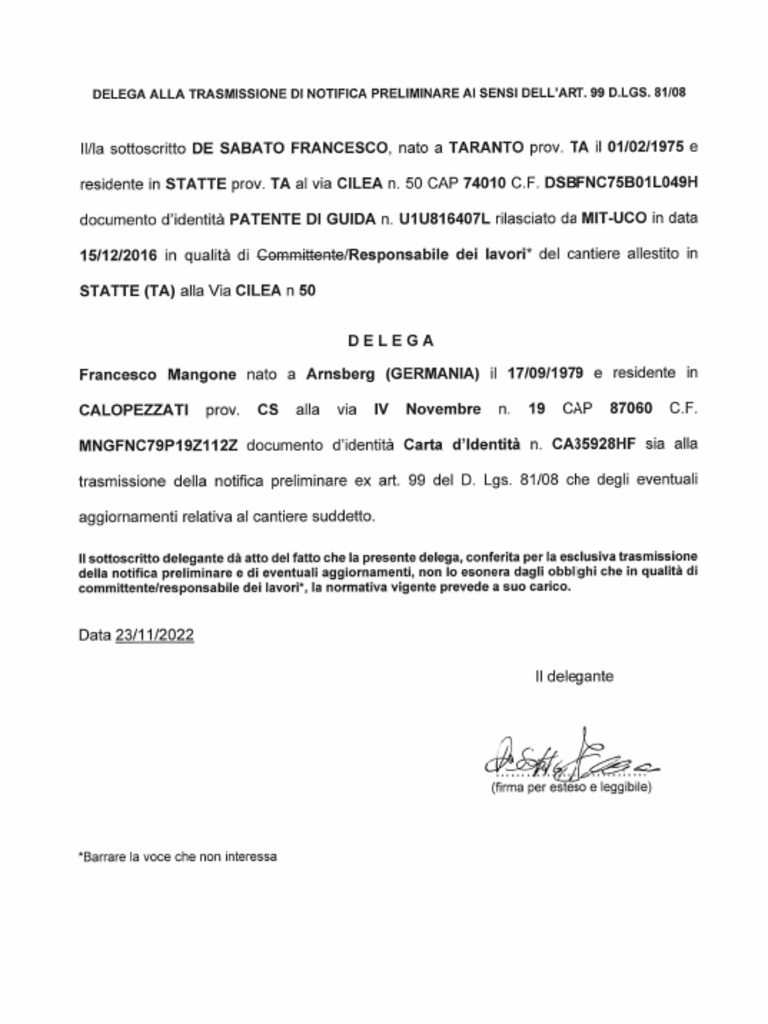 Delega Notifica | PDF