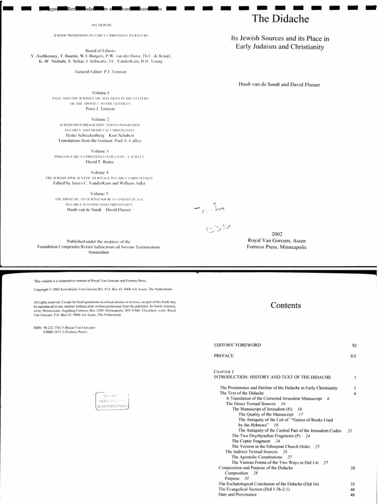 The Didache. Its Jewish Sources and Its Place in Early Judaism and ...