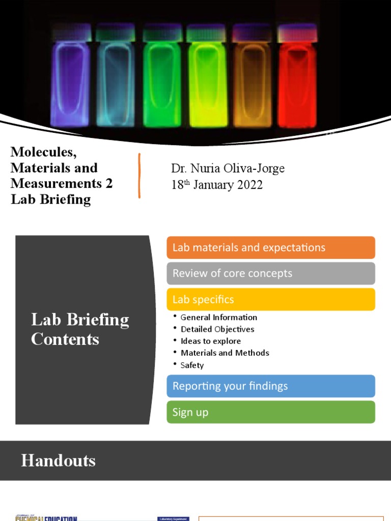 Lab Briefing BIOE50009 - Molecules, Materials and Measurement 2 | PDF ...