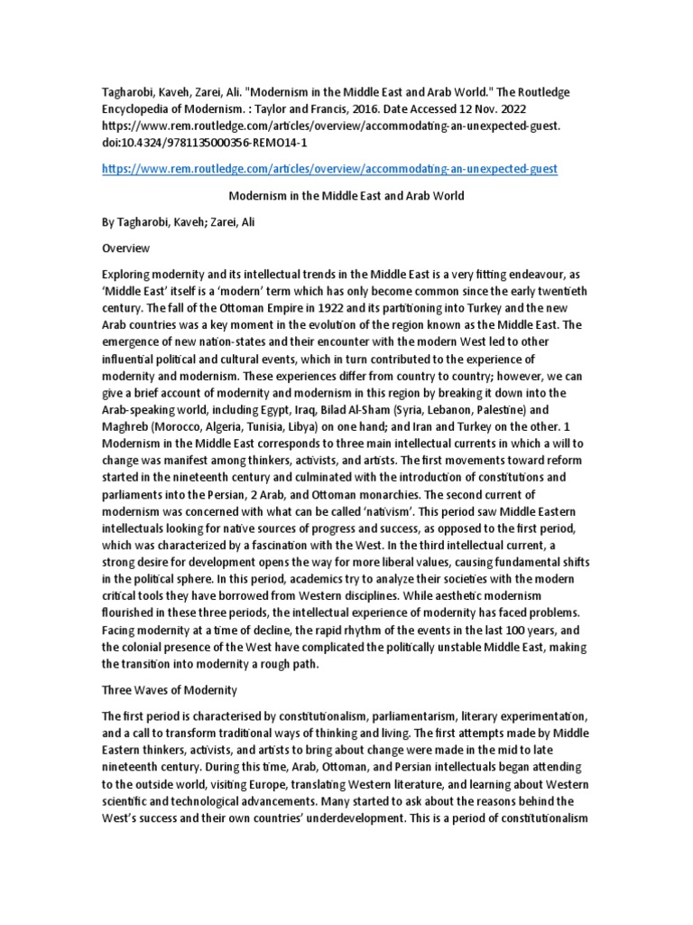 Modernism in The Middle East and Arab World | PDF | Persian Literature ...