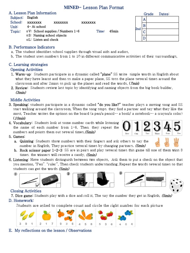 Creative English Lesson Plan: School Supplies | PDF | Lesson Plan ...