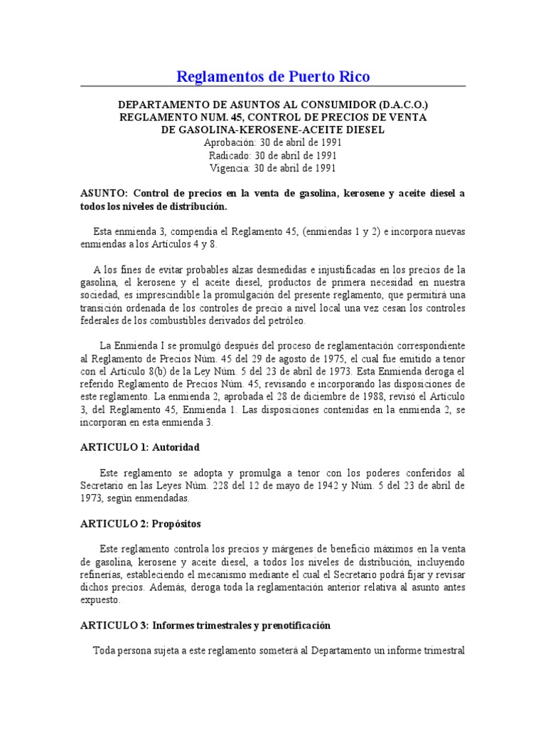 Reglamento 45 Daco | PDF | Combustible diesel | Refinería de petróleo