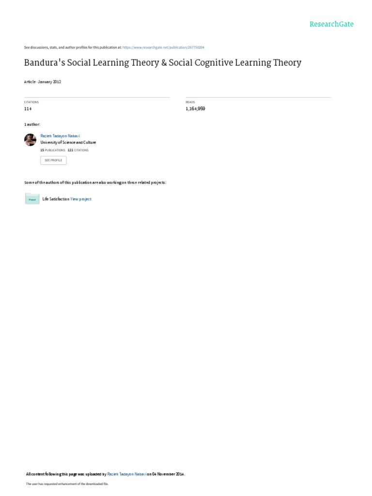 Banduras Theory | PDF | Self Efficacy | Learning Theory (Education)