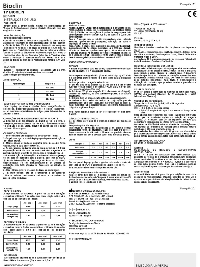 Instrucoes TP Bioclin | PDF | Sangue | Especialidades médicas