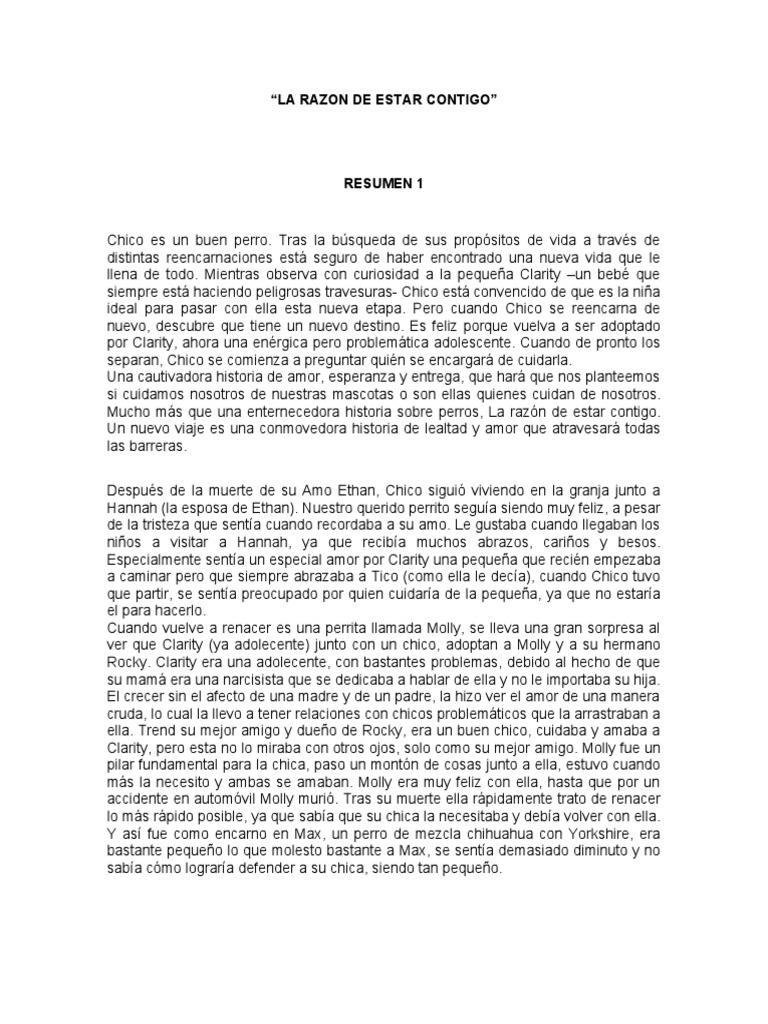 La razón de estar contigo: Resumen y análisis | PDF