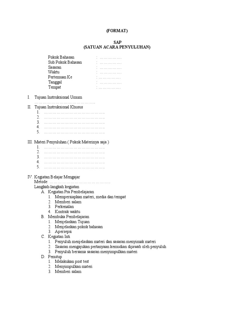 Format SAP (Penyuluhan) | PDF