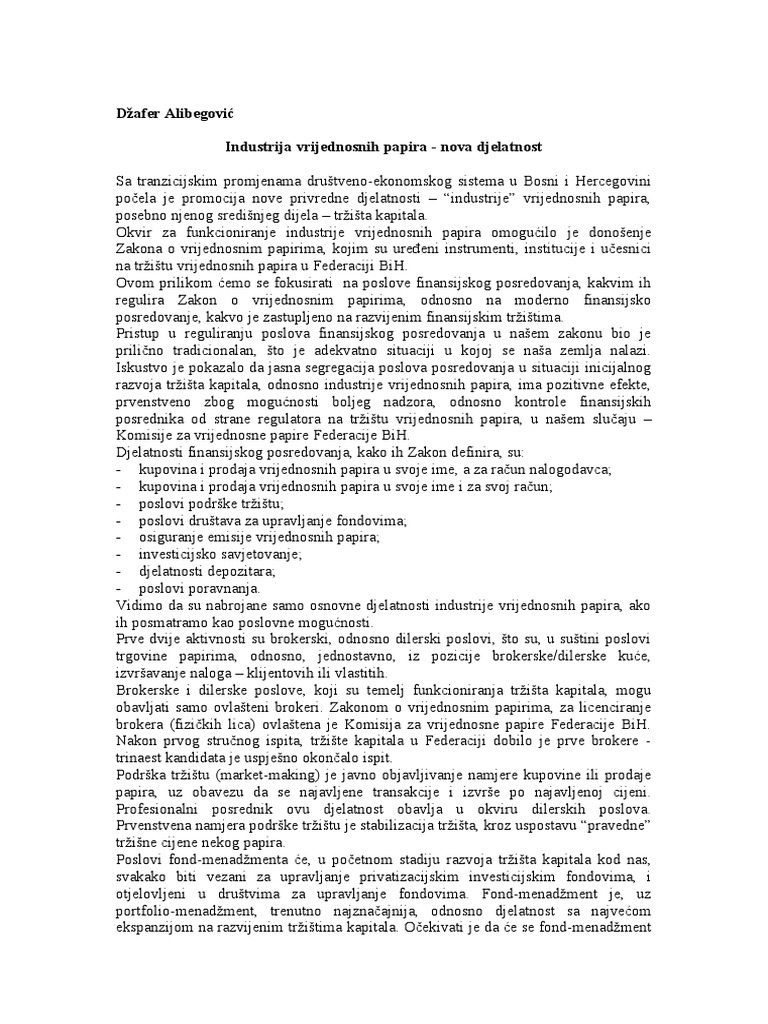 Banke 10-00 - Industrija Vrijednosnih Papira - Nova Djelatnost | PDF