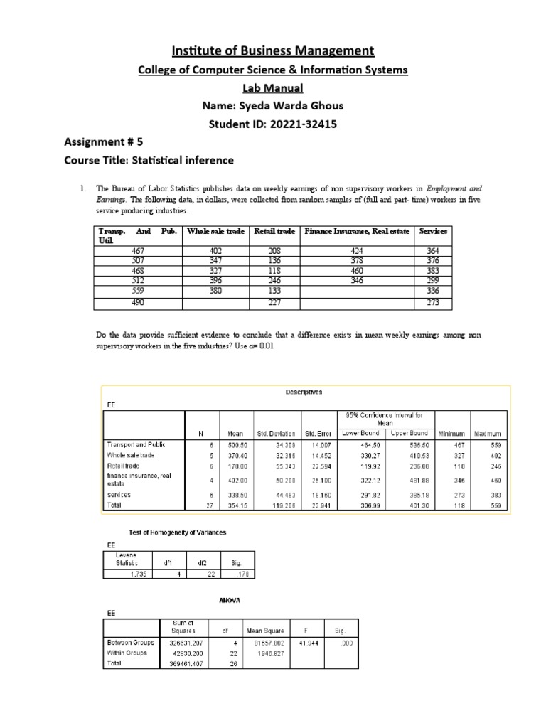 Anova Assignment | PDF | Statistics | Statistical Theory