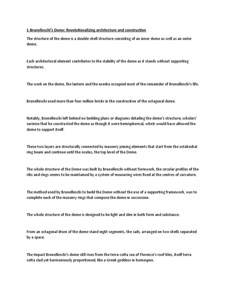 1-Brunelleschi's Dome: Revolutionalizing Architecture and Construction ...